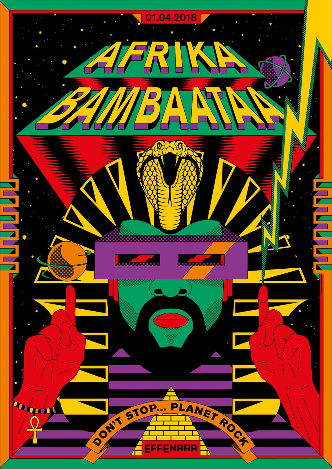 Poster Afrika Bambaataa Show – Art Associates Amsterdam